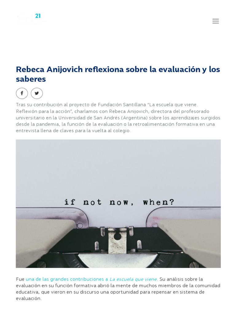 Rebeca Anijovich Reflexiona Sobre La Evaluación y Los Saberes - Fundación Santillana | PDF ...