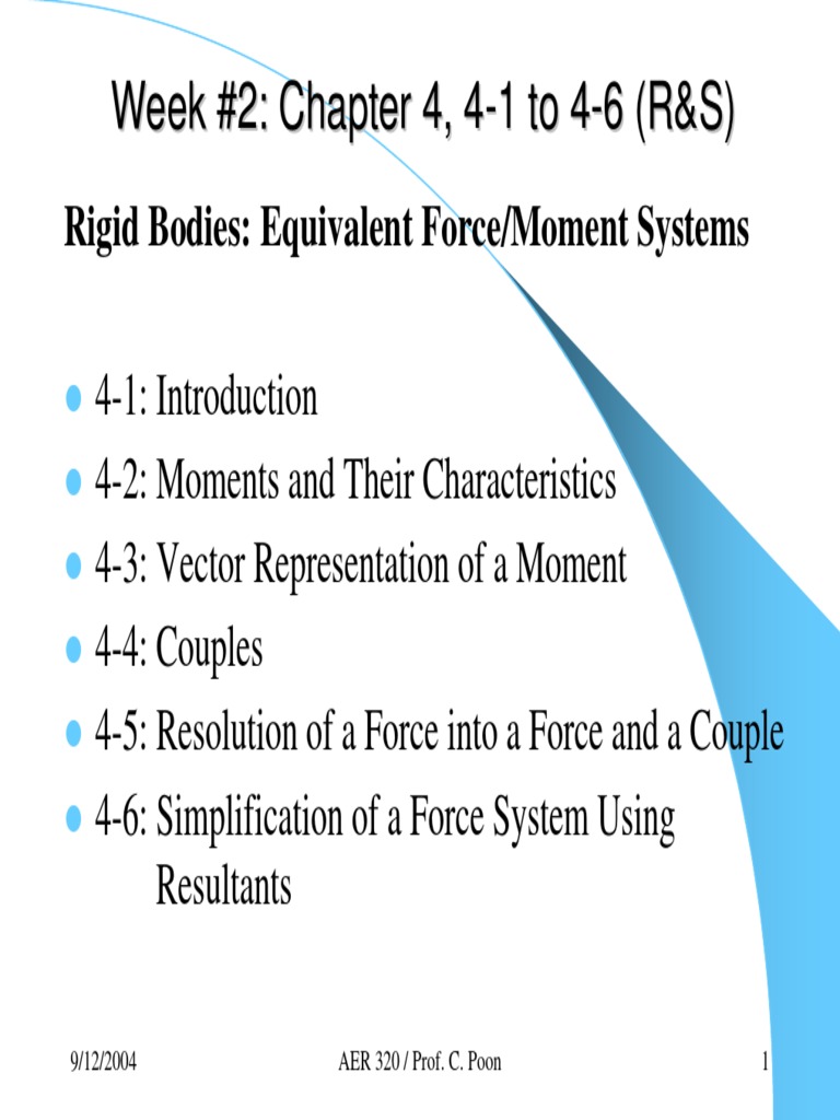 Statics 2 Ch4 Rigid Bodies Equivalent Forcemoment Systems Pdf 7263