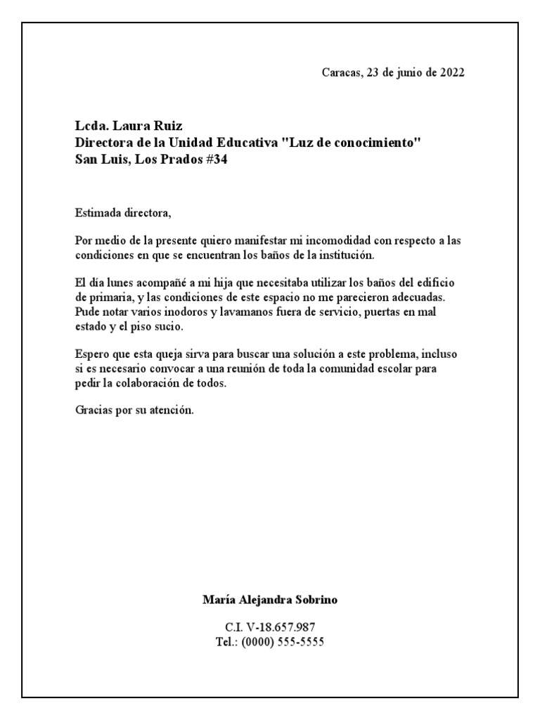 Ejemplo De Nota Formal Pdf