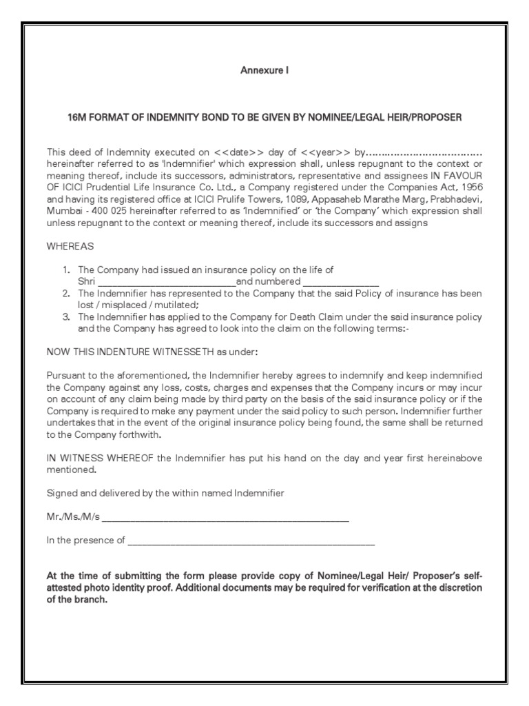 Indemnity Death Claim | PDF