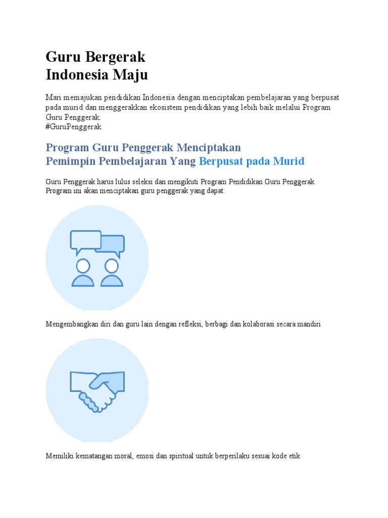 Program Guru Penggerak: Transformasi Pendidikan | PDF | Karier ...