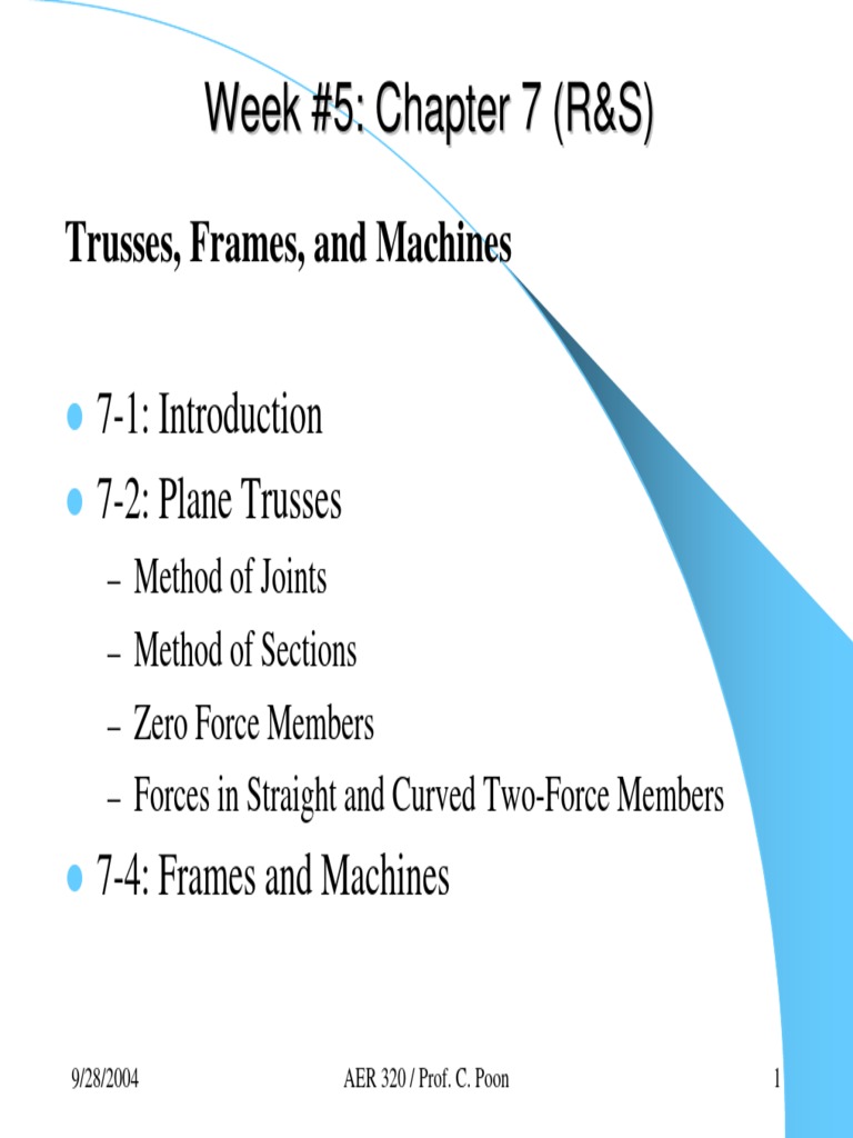 Statics #5 - (Ch7) Trusses, Frames, and Machines | Download Free PDF | Truss | Force