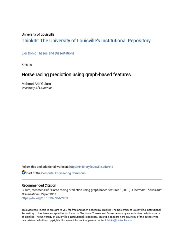 Horse Racing Prediction Using Graph-Based Features. | PDF
