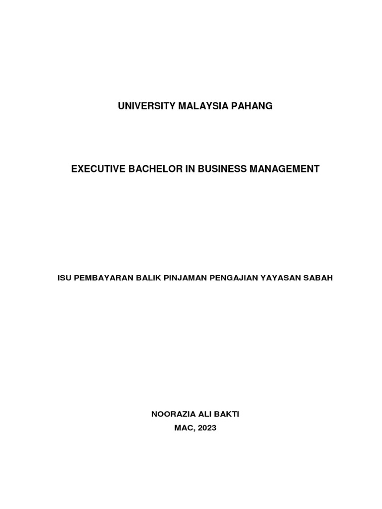 UNIVERSITY MALAYSIA PAHANG Final Project Paper | PDF | Loans | Malaysia