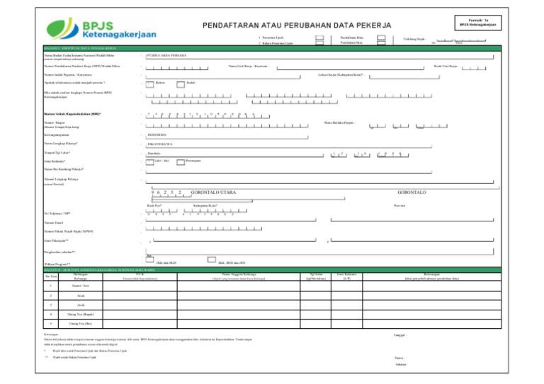 Form BPJS KETENAGAKERJAAN | PDF