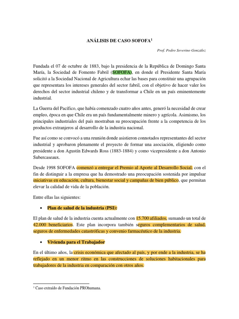 Análisis de Caso Sofofa | PDF