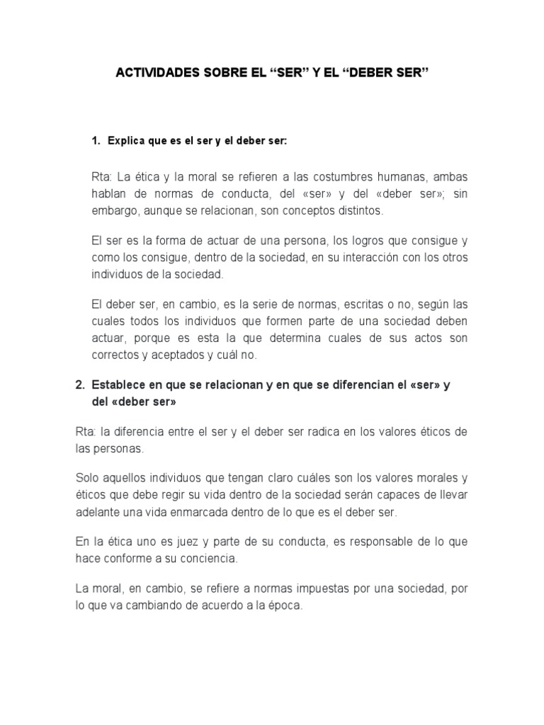 Diferencias entre Ser y Deber Ser | PDF