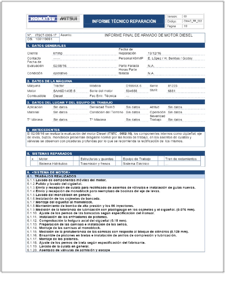Informe Técnico Reparación PDF | PDF