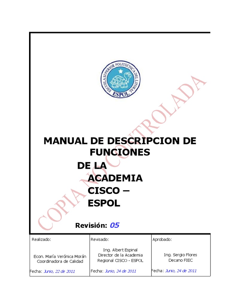 Manual de Descripcion de Funciones de La Academia Cisco Espol | PDF