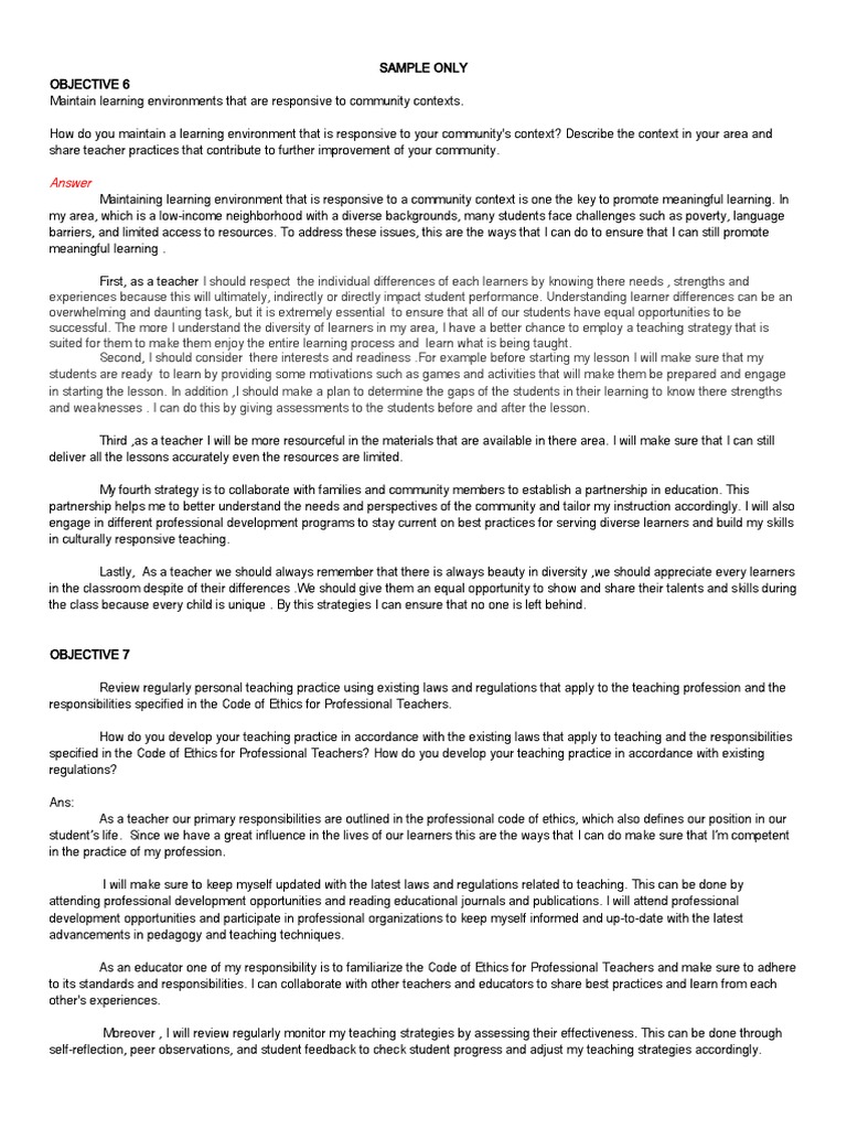 TRF Sample | Download Free PDF | Teachers | Learning