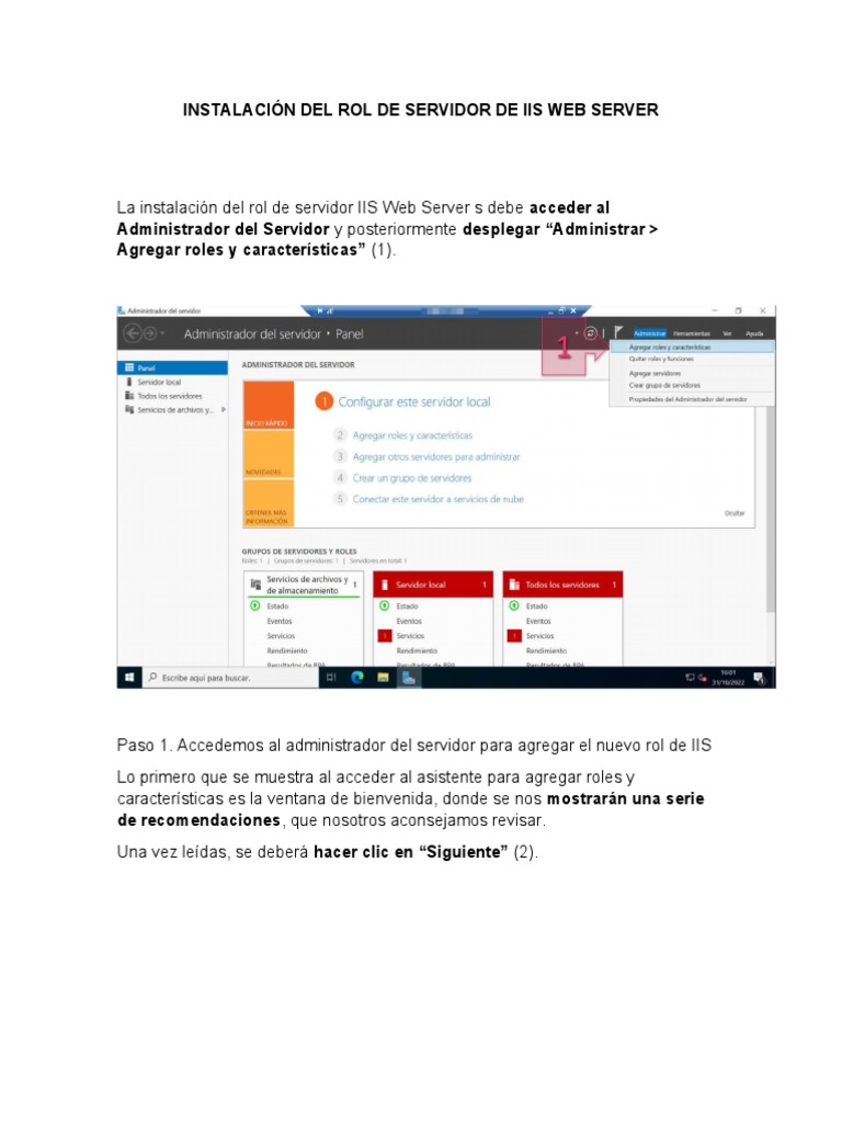 Instalar IIS Web Server en Windows Server | PDF | Servicios de Información de Internet ...