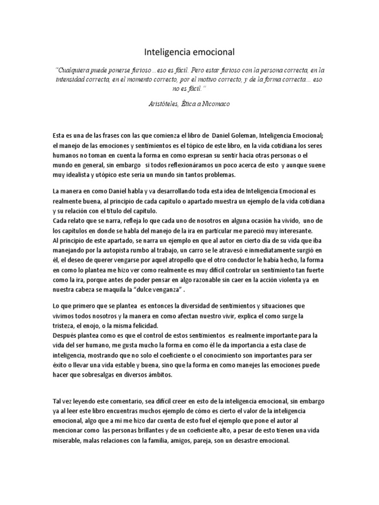 Inteligencia Emocional | PDF | Las emociones | Inteligencia emocional