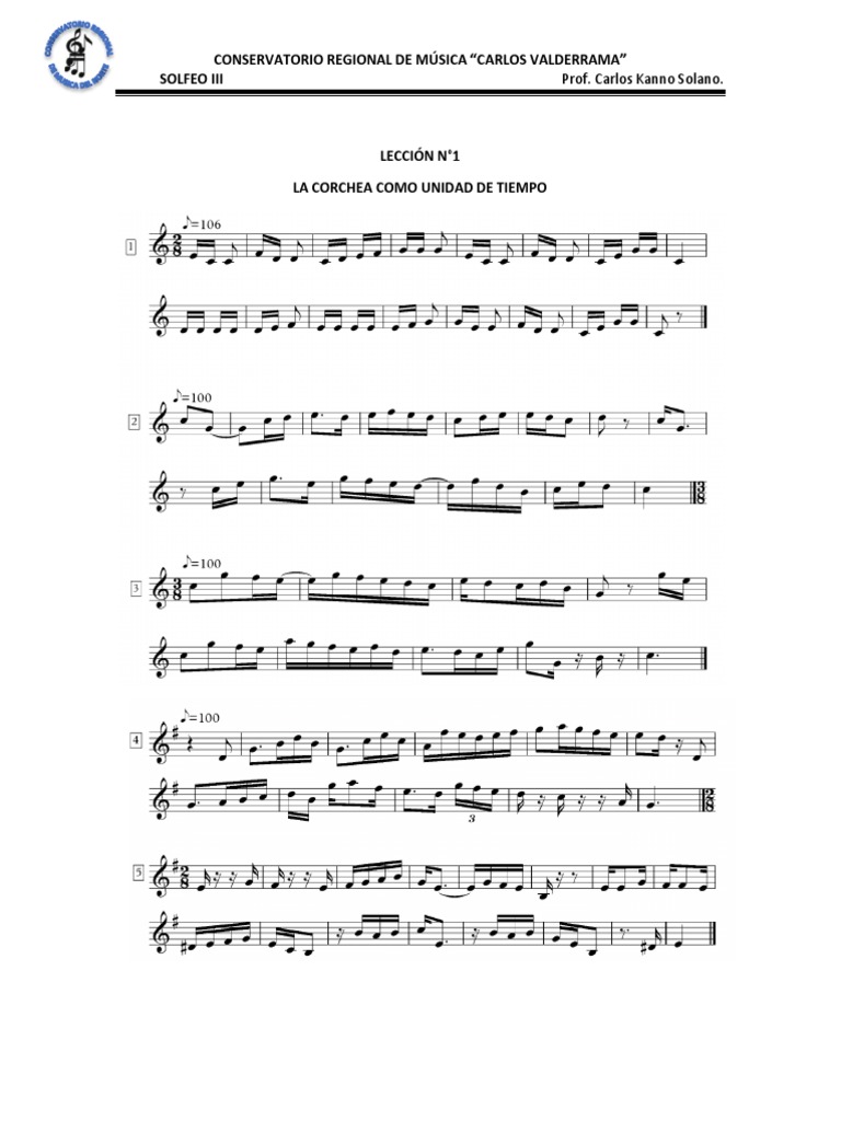 Solfeo III: Corchea y Clave de Fa | PDF