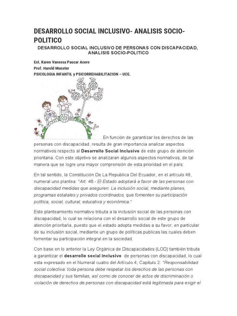 DESARROLLO SOCIAL INCLUSIVO | PDF | Invalidez | Etica Aplicada