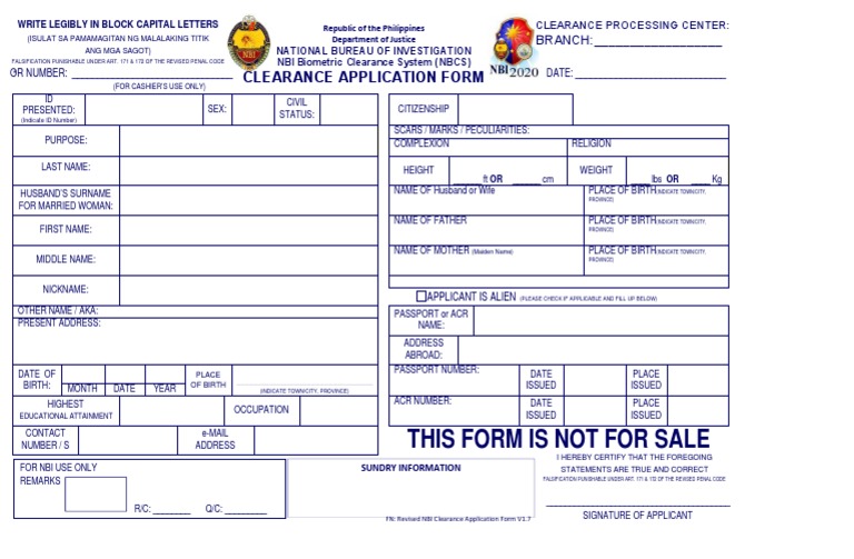 Nbi Clearance Form | PDF