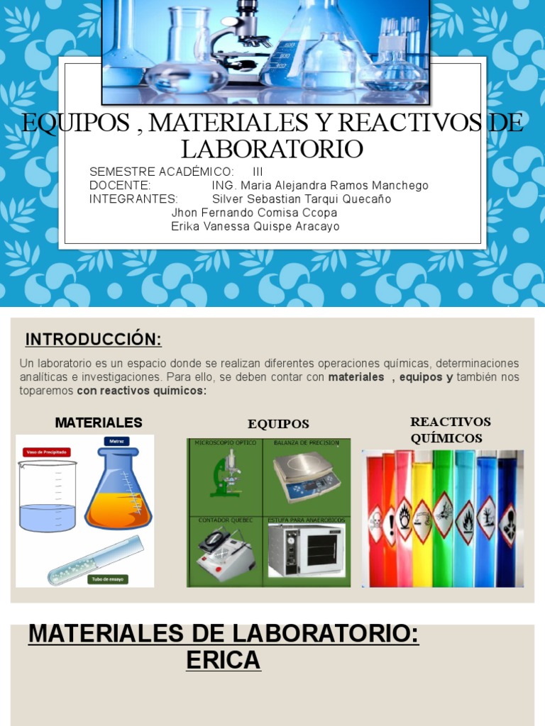 Equipos y Materiales y Reactivos de Laboratoio Grupo 2 | PDF | Reactivo ...