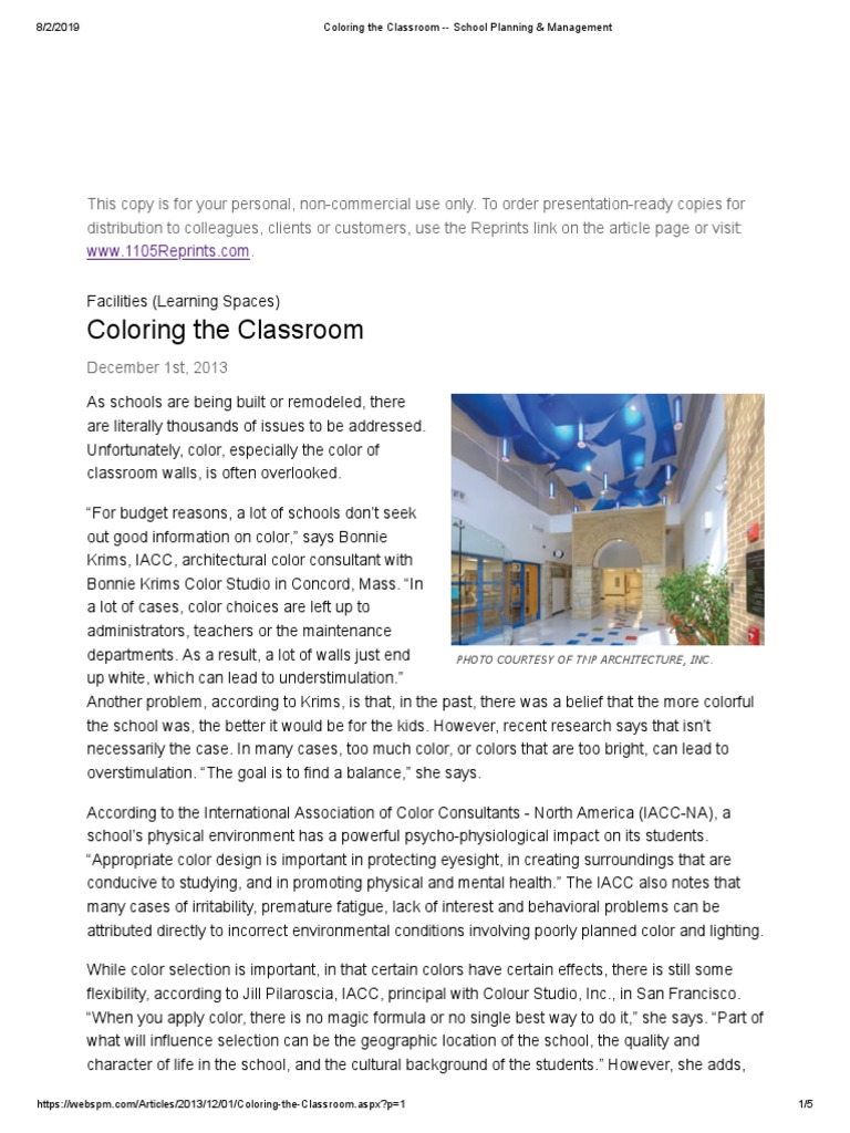 Coloring The Classroom - School Planning & Management | PDF | Classroom ...