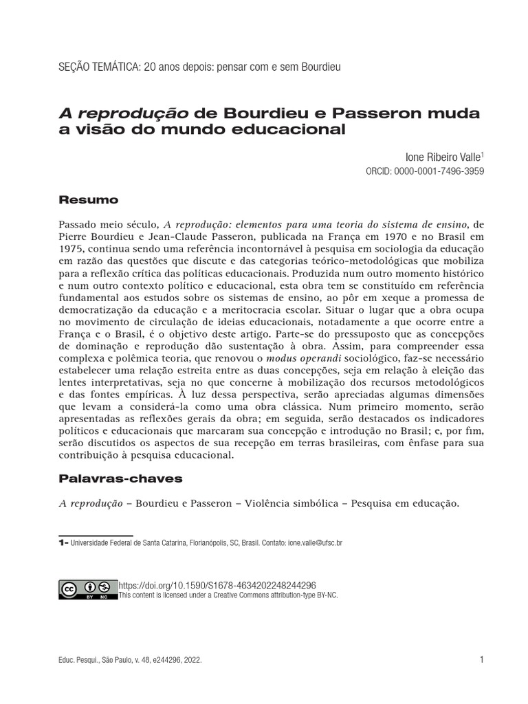 A Reprodução de Bourdieu e Passeron Muda A Visão Do Mundo Educacional ...