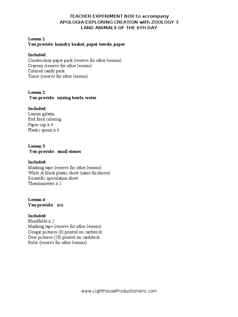 Zoology 3 - Teacher Kit | PDF | Nature