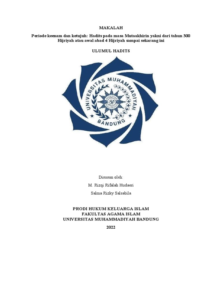 Ulumul Hadits: Periode Mutaakhirin | PDF