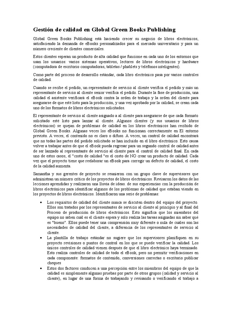 Gestión de Calidad en Global Green Books Publishing | PDF | Calidad ...