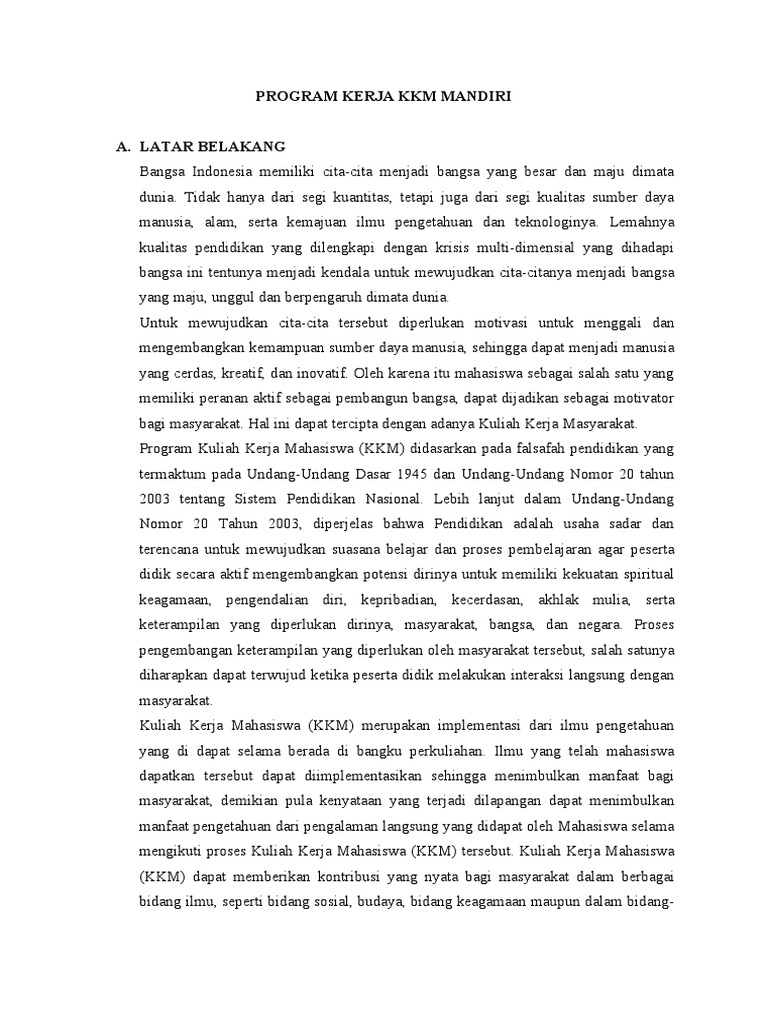 Program Kerja KKM Mandiri | PDF
