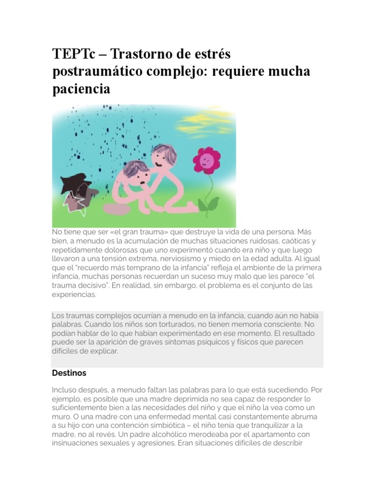 1 Cptsd Trastorno De Estrés Postraumático Complejo Requiere Mucha