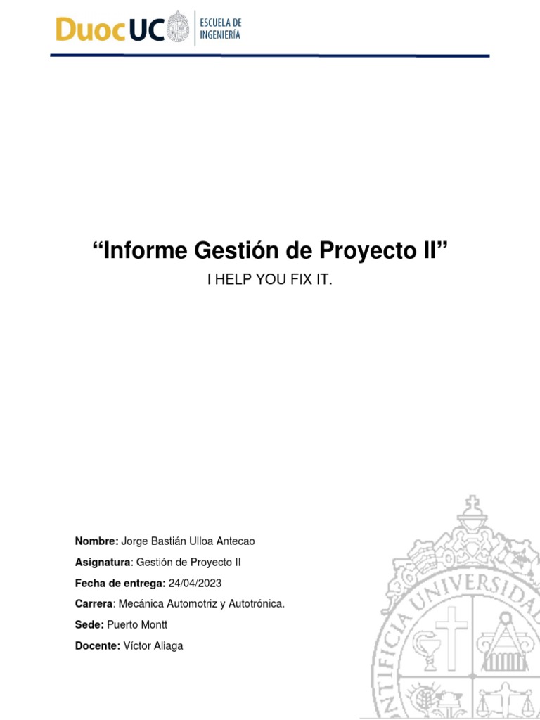 Informe Gestión de Proyecto II | PDF | Finanzas y dinero
