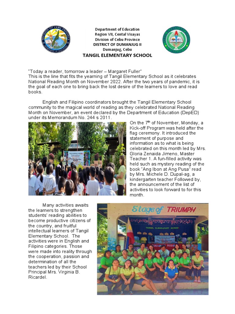 English Month Narrative Report | PDF | Learning | Cognition