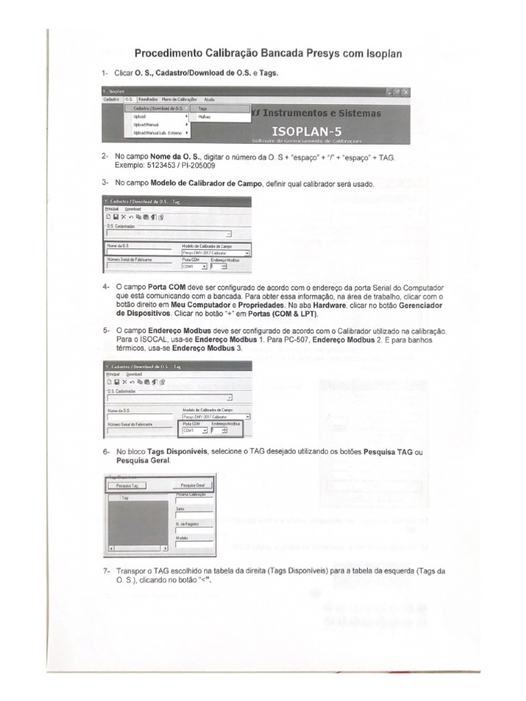 Procedimento Calibração Bancada Presys Com Isoplan | PDF