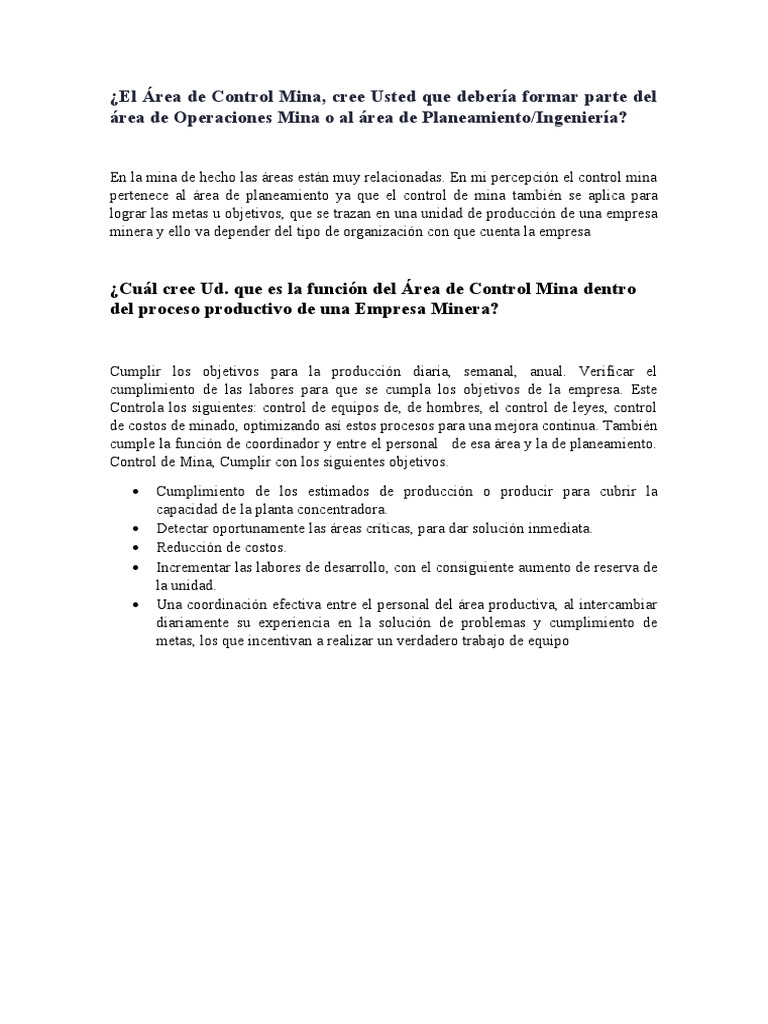 El Área de Control Mina | PDF | Tecnología
