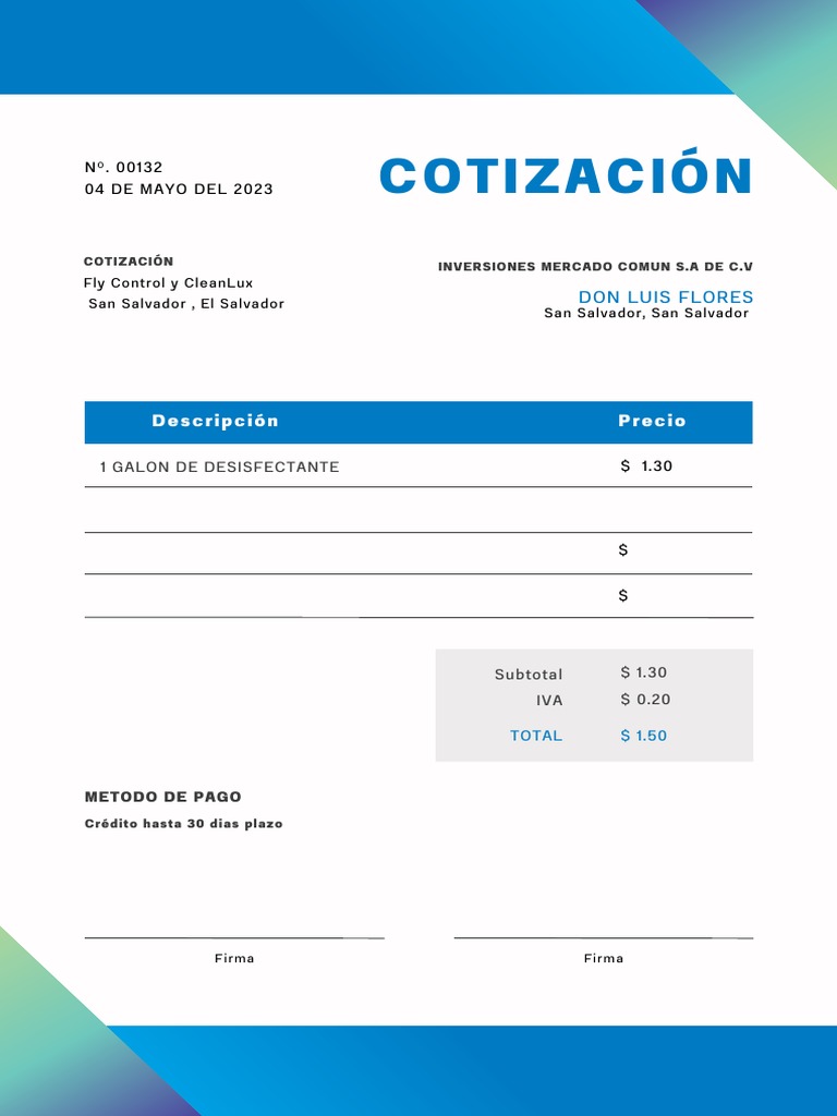 Cotizacion Empresa Corporativo Azul | PDF