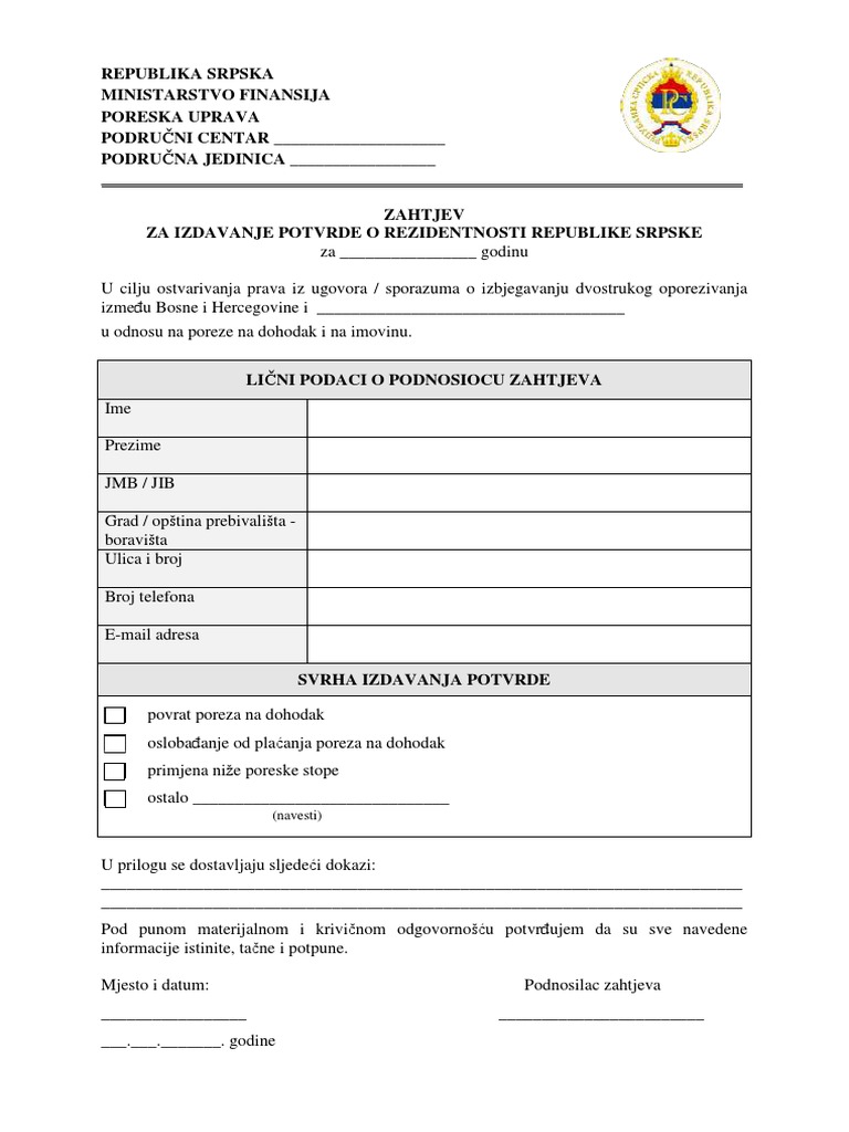Zahtjev_za_izdavanje_potvrde_o_rezidentnosti_za_fizicko_lice_LAT | PDF