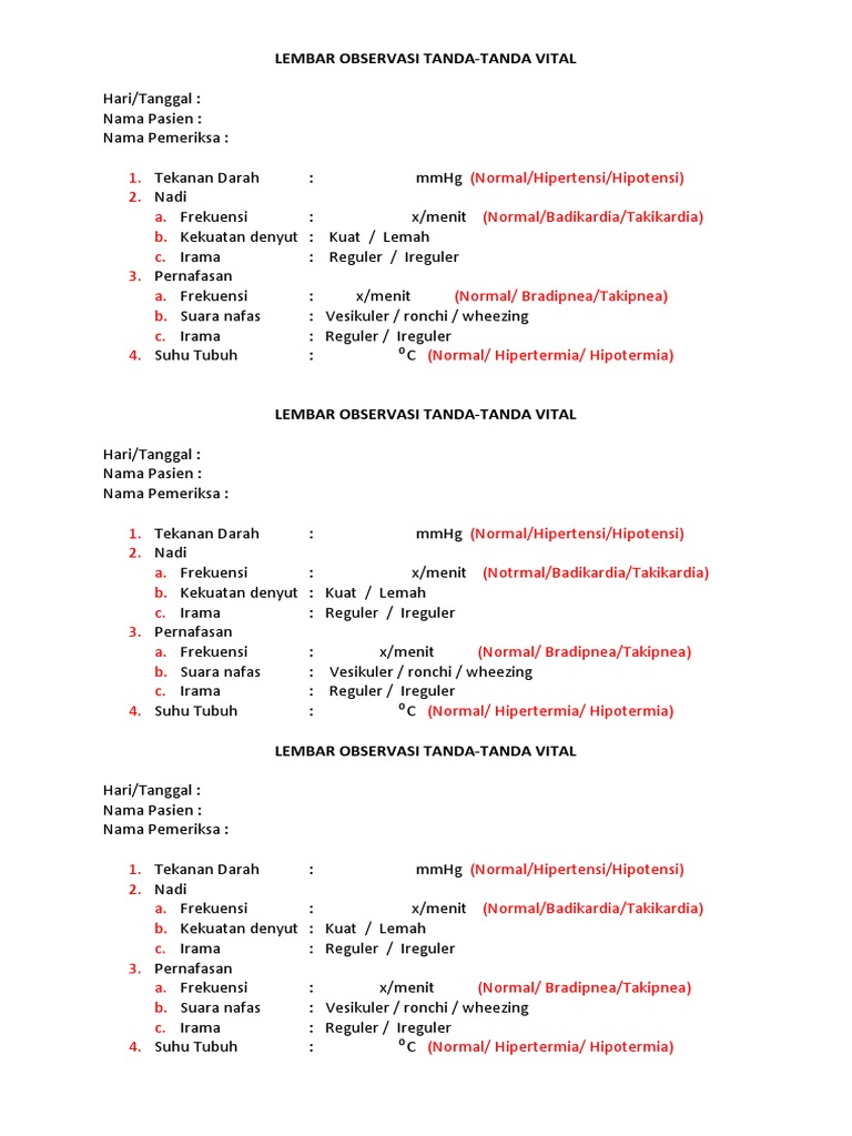 Lembar Observasi TTV | PDF