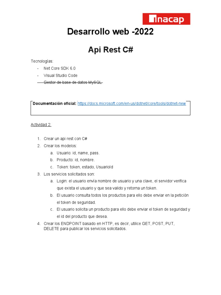 API REST en C# con .NET Core 6.0 | PDF | Informática