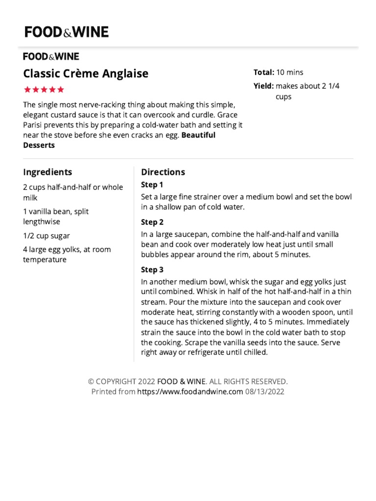 Crème Anglaise for Home Cooks | PDF