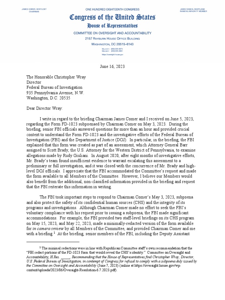 Raskin Letter To Wray | PDF