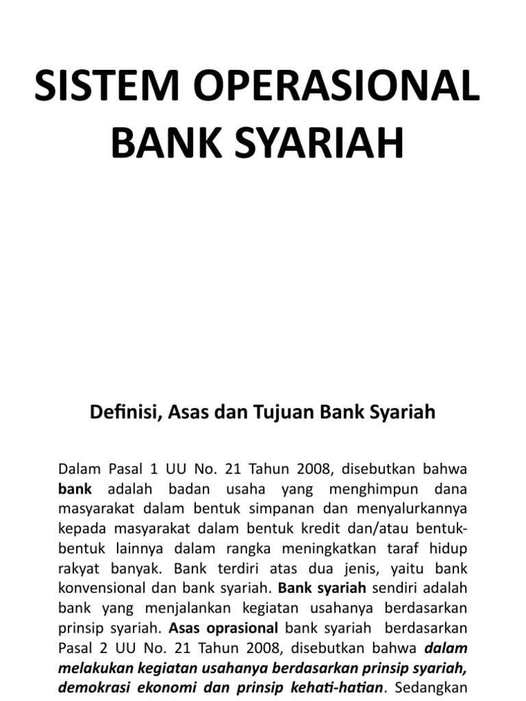 5-Sistem Operasional Bank Syariah | PDF | Pengelolaan Keuangan & Uang | Hukum