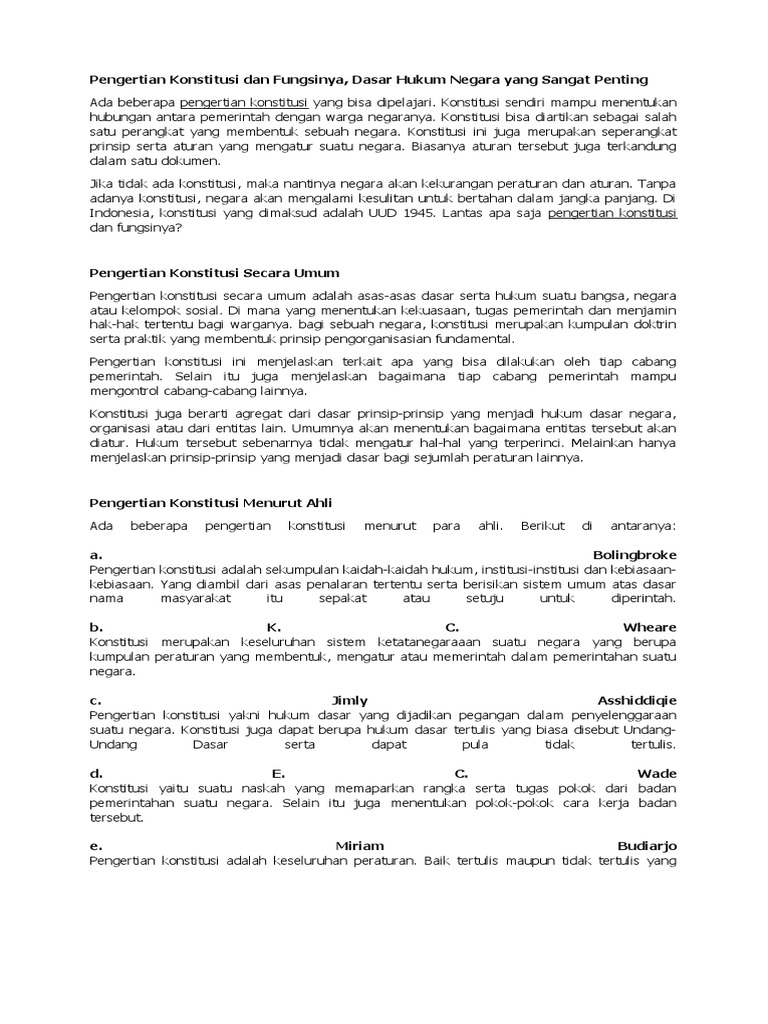 Pengertian Konstitusi Dan Fungsinya | PDF