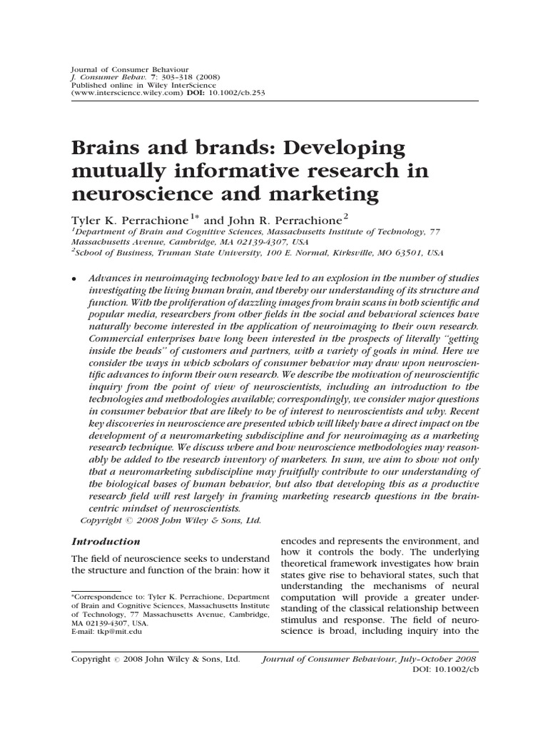 Brains and Brands Developing Mutually in | PDF | Neuroscience | Brain