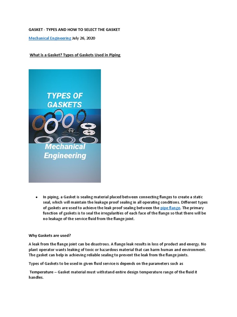 GASKET | PDF | Leak | Chemistry