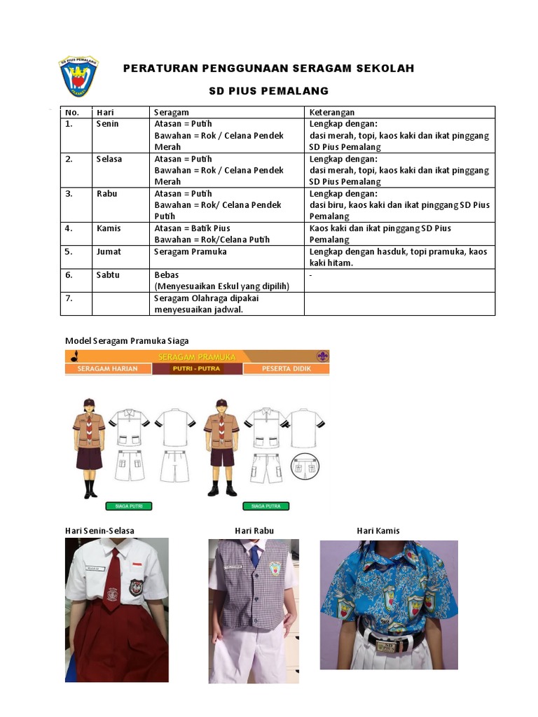 Peraturan Penggunaan Seragam Sekolah | PDF