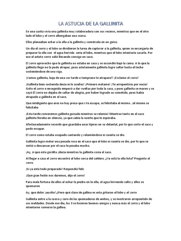 La Astucia de La Gallinita | PDF