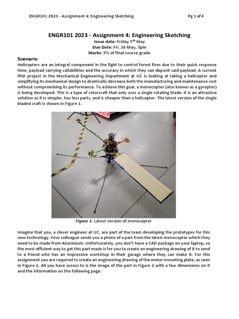 Engr101 Assignment 4 Engineering Sketching 2023 Pdf Drawing