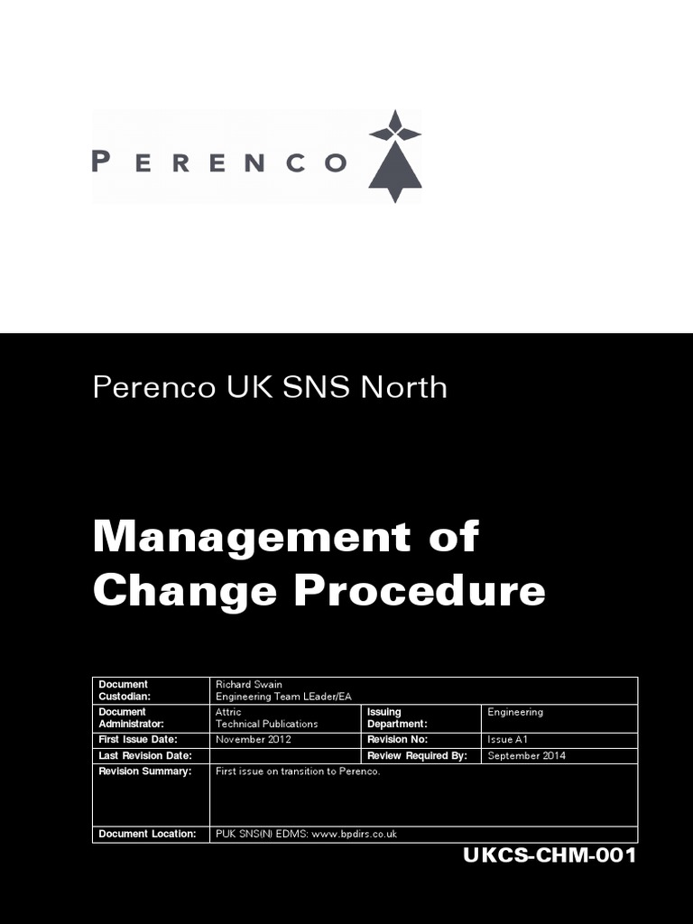 UKCS-CHM-001 - Management of Change Procedure - 2012 | PDF
