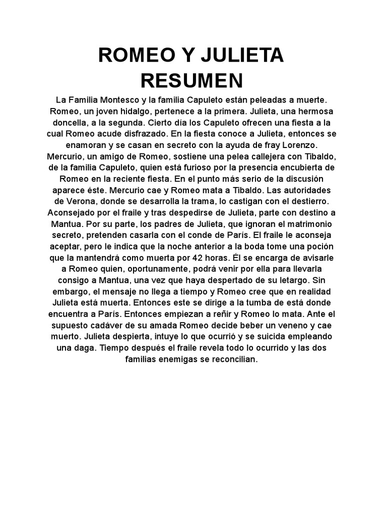 Romeo y Julieta Resumen | PDF