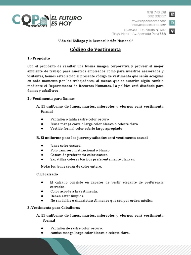 Codigo de Vestimenta | PDF | Ropa | Cuerpo humano