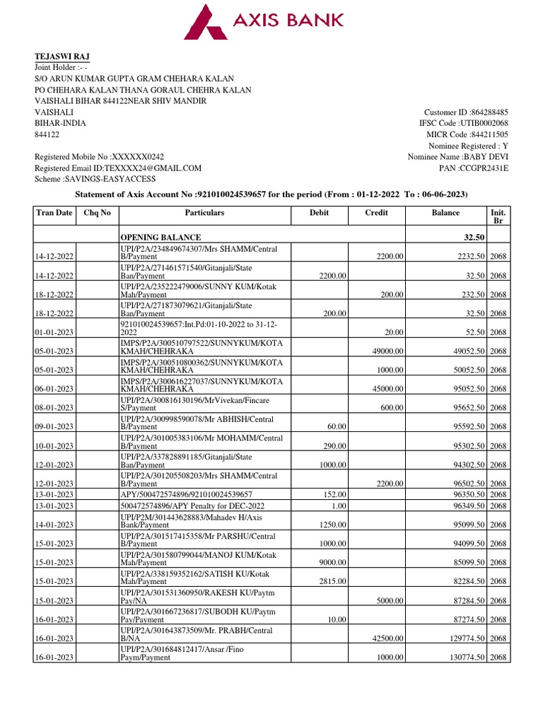 Bank Statement | PDF | Banks | Debit Card