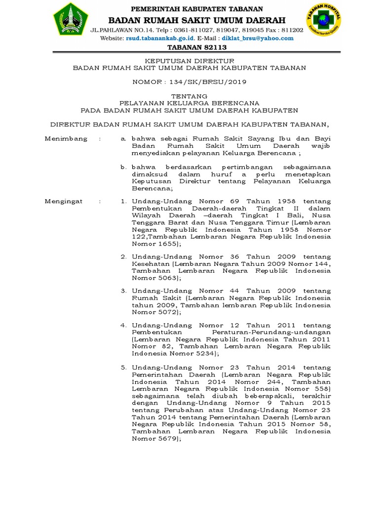 Pelayanan KB RSUD Tabanan | PDF