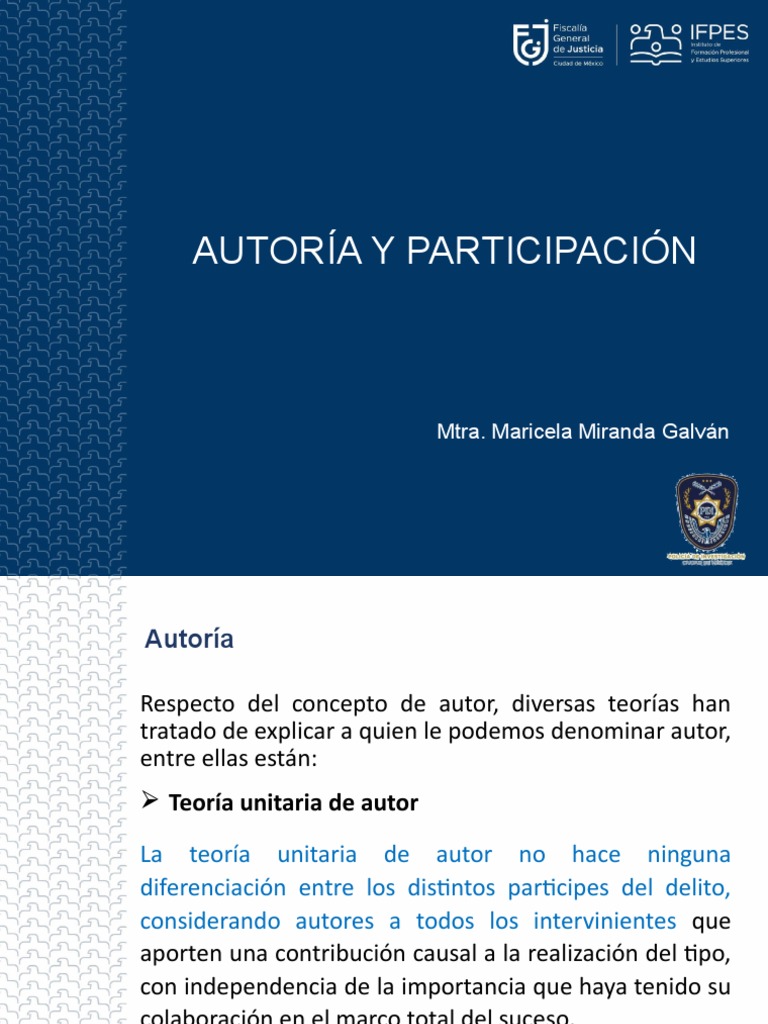 Teorías de Autoría y Participación Delictiva | PDF | Intención (Derecho ...